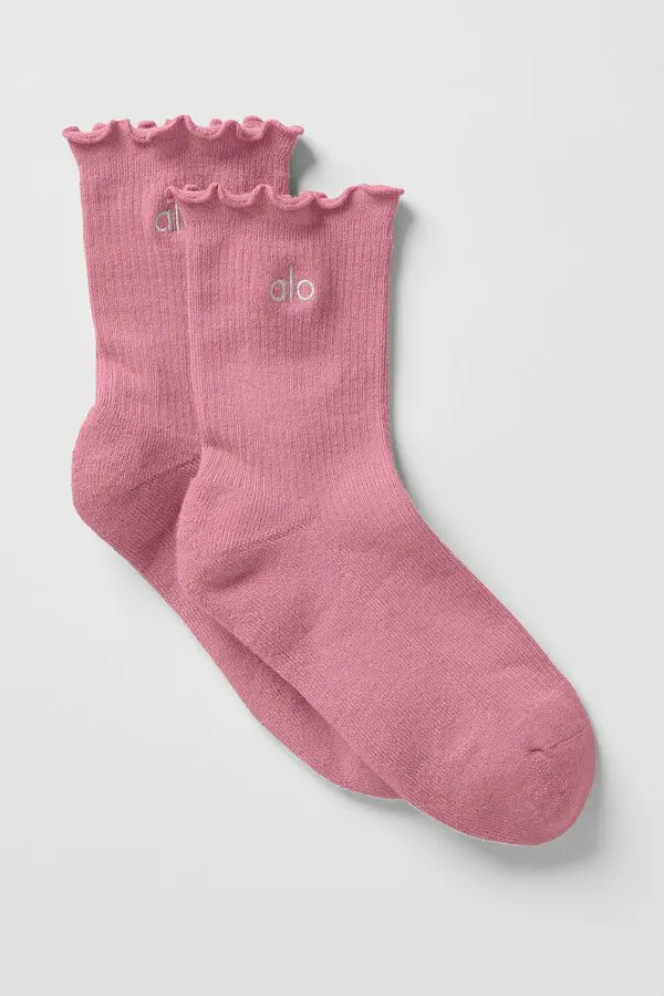 Alo Yoga Lettuce Edge Socks - Pink Wild Rose