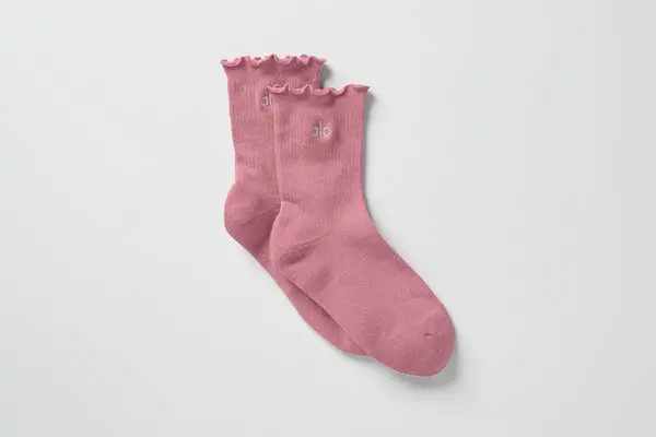 Alo Yoga Lettuce Edge Trim Socks - Pink Wild Rose