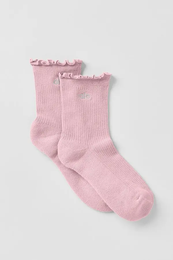 Alo Yoga Lettuce Edge Socks - Vintage Pink