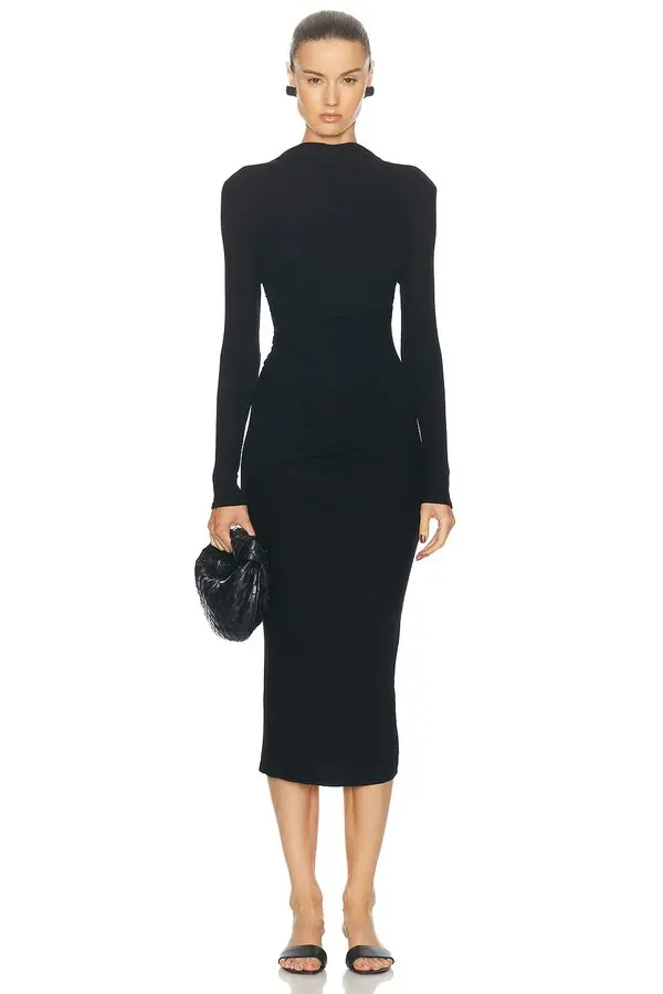 knee length dresses for ladies ENZA COSTA ASYMMETRIC MIDI DRESS  TheLuxeLend