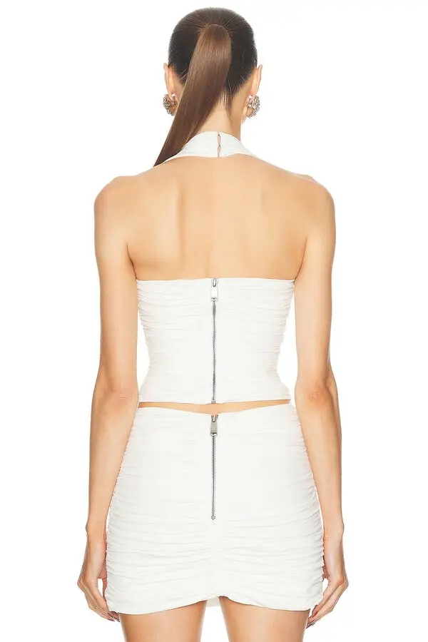 AREA Ruched Halter Top - Off White