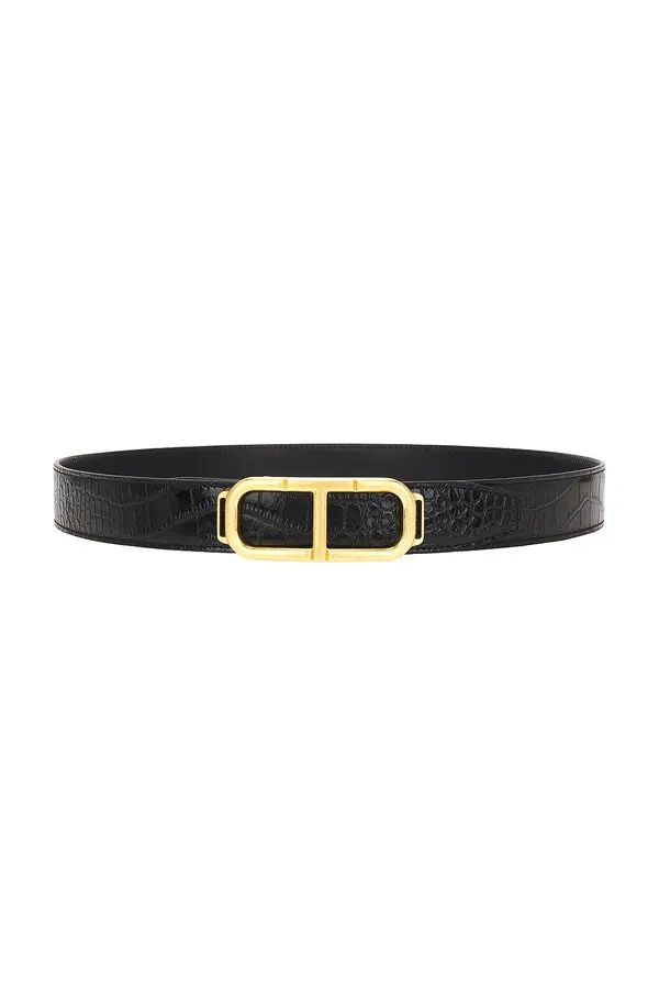 TOM FORD Croc Stadium Belt - Black