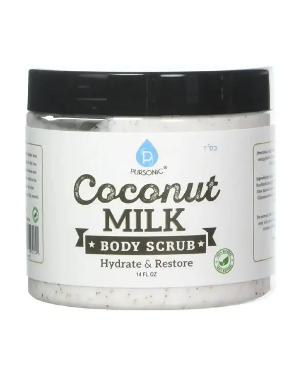 PURSONIC 100% Natural Coconut Milk Body Scrub 14oz - White