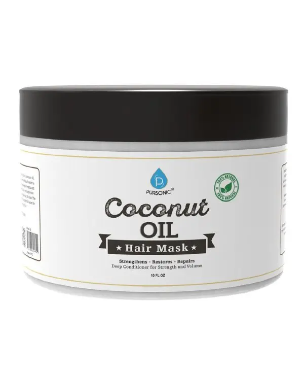 PURSONIC 100% Natural Coconut Oil Hair Mask 10 Oz - White