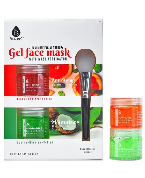 PURSONIC 2 Pack Facial Therapy Gel Face Mask With Mask Applicator - Red
