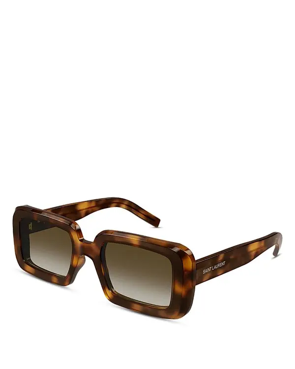 Saint Laurent Fashion Icons Rectangular Sunglasses, 52mm - Havana/brown Gradient
