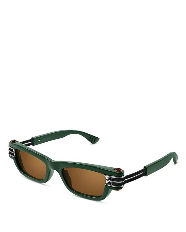 Bottega Veneta Bolt Rectangular Sunglasses, 50mm - Green/brown Mirrored Solid