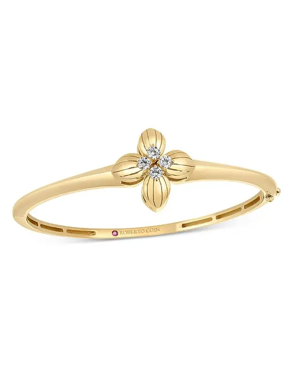 Roberto Coin 18k Yellow Love In Verona Diamond Flower Bangle Bracelet - Gold