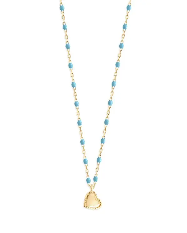 Gigi Clozeau 18k Yellow Gold Lucky Mini Heart Pendant Necklace - Blue/gold