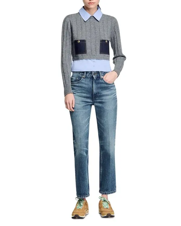 Sandro Jules Layered-look Sweater - Grey