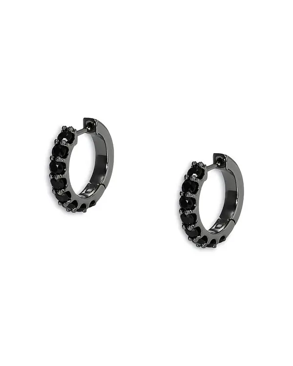 Nadri Cubic Zirconia Huggie Hoop Earrings - Black