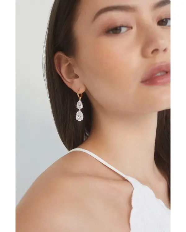 Nadri Cubic Zirconia Pear Drop Earrings - Gold