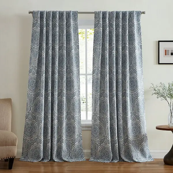 ELRENE HOME FASHIONS Giovanni Medallion Blackout Window Curtain Panel, 52 X 84 - Blue