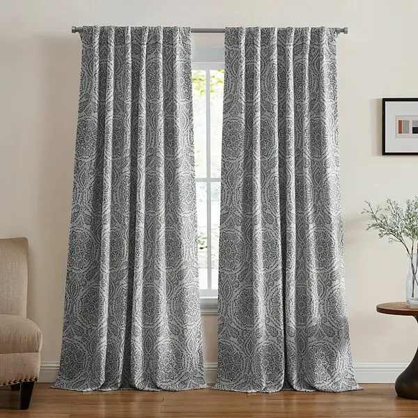 ELRENE HOME FASHIONS Giovanni Medallion Blackout Window Curtain Panel, 52 X 95 - Gray