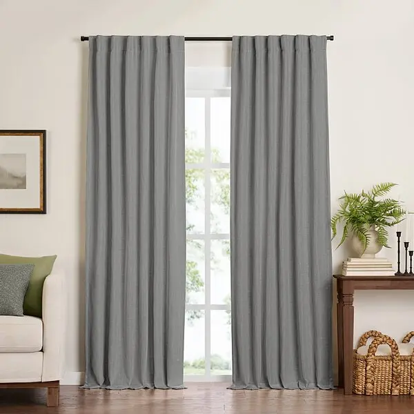 ELRENE HOME FASHIONS Harrow Solid Texture Blackout Window Curtain Panel, 52 X 108 - Dark Gray