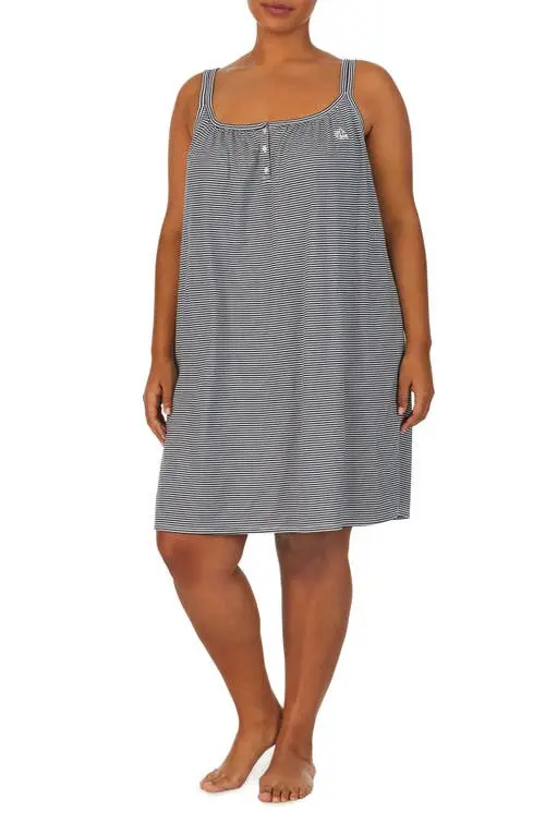 Ralph Lauren Double Strap Nightgown - Dark Blue/ Stripe