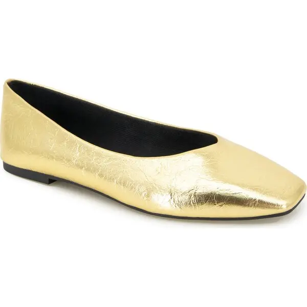 KENNETH COLE Johanna Square Toe Flat - Gold
