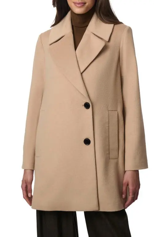 Bernardo Oversized Lapel Wool Blend Swing Coat - Light Camel