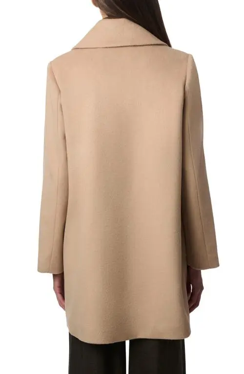 Bernardo Oversized Lapel Wool Blend Swing Coat - Light Camel