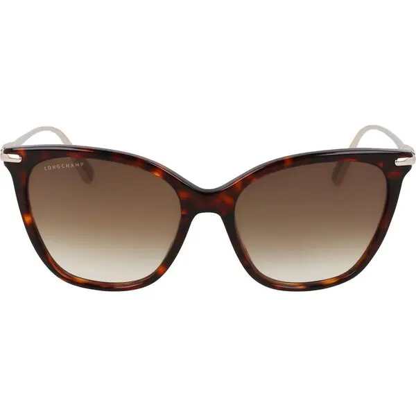 Longchamp Roseau Rectangular Sunglasses - Dark Havana