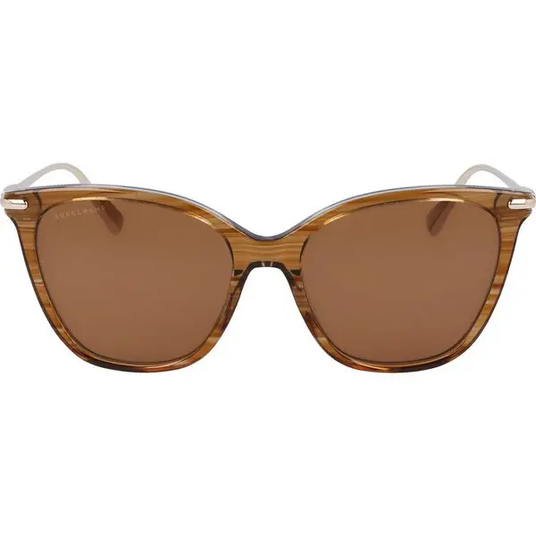 Longchamp Roseau Rectangular Sunglasses - Striped Brown
