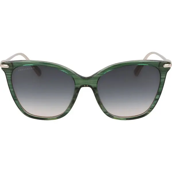 Longchamp Roseau Rectangular Sunglasses - Striped Green