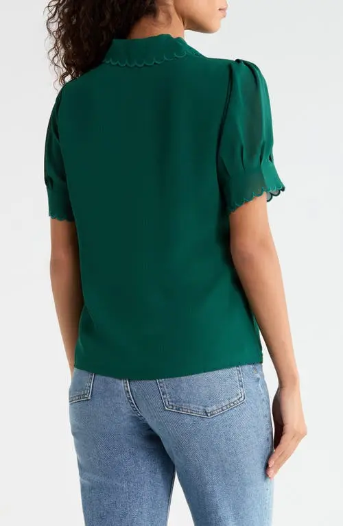 CECE DUPRAZ Scallop Trim Button-up Shirt - Forest Shadow