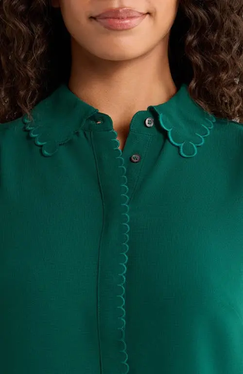 CECE DUPRAZ Scallop Trim Button-up Shirt - Forest Shadow