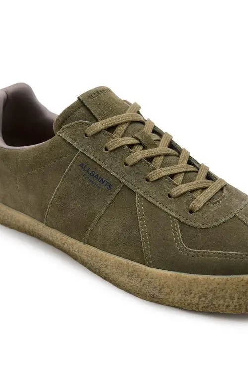 ALLSAINTS Jaimee Low Top Suede Sneakers - Khaki Green/gum