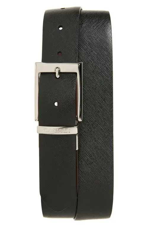 Canali Reversible Leather Belt - Black