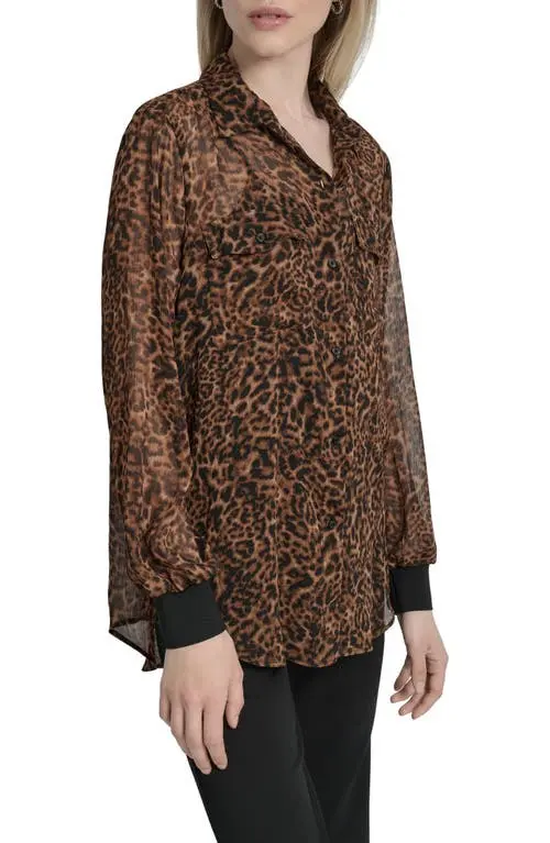 Dkny Floral Print Long Sleeve Shirt - Compact Cheetah