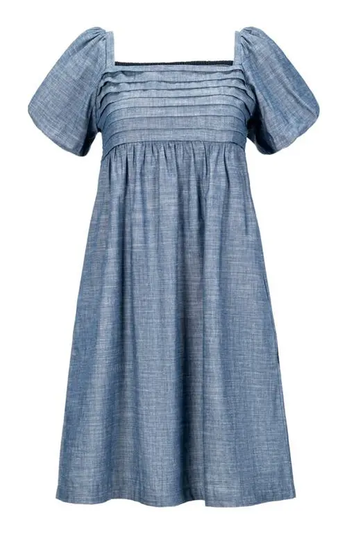 HOPE & HENRY Organic Ruched Chambray Dress