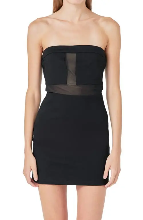 GREY LAB Illusion Inset Strapless Minidress