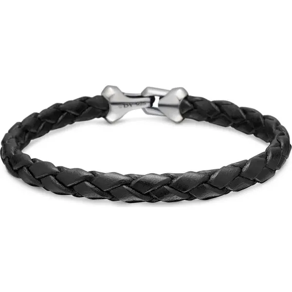 David Yurman Armory Leather Bracelet - Silver/black Leather