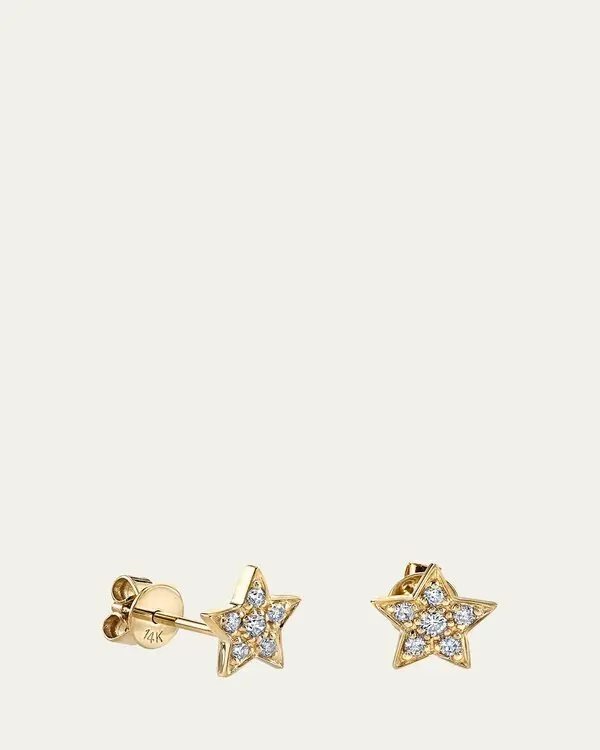 SYDNEY EVAN 14k Yellow Gold Pavé Diamond Star Stud Earrings
