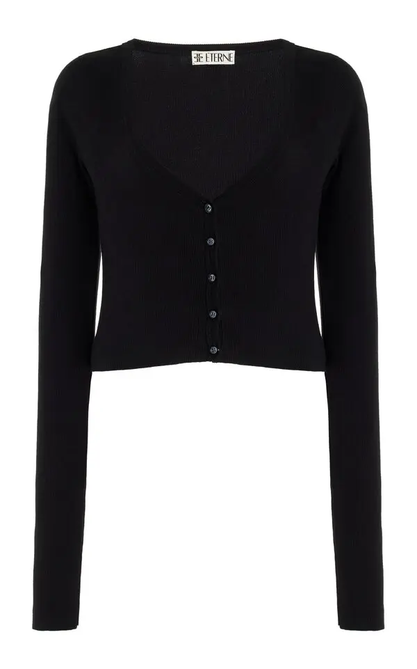 Eterne Cotton-modal Cardigan - Black