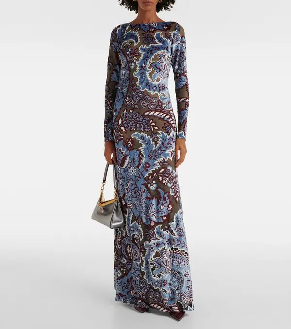 Etro Paisley Crêpe Jersey Maxi Dress