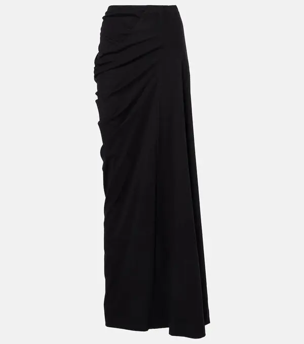 Dries Van Noten Draped Cotton Jersey Maxi Skirt