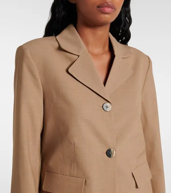 GANNI Twill Blazer - Brown