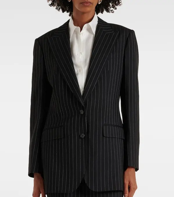 Dolce & Gabbana Pinstripe Virgin Wool Blazer - Grey