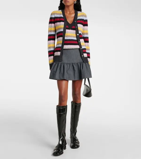GANNI Striped Cable-knit Cardigan - Multicoloured
