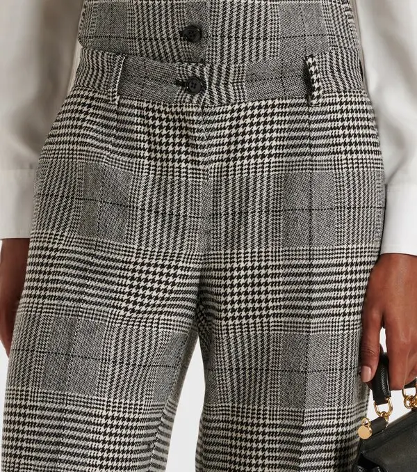 Dolce & Gabbana Prince Of Wales Wool-cashmere Flared Pants - Grey