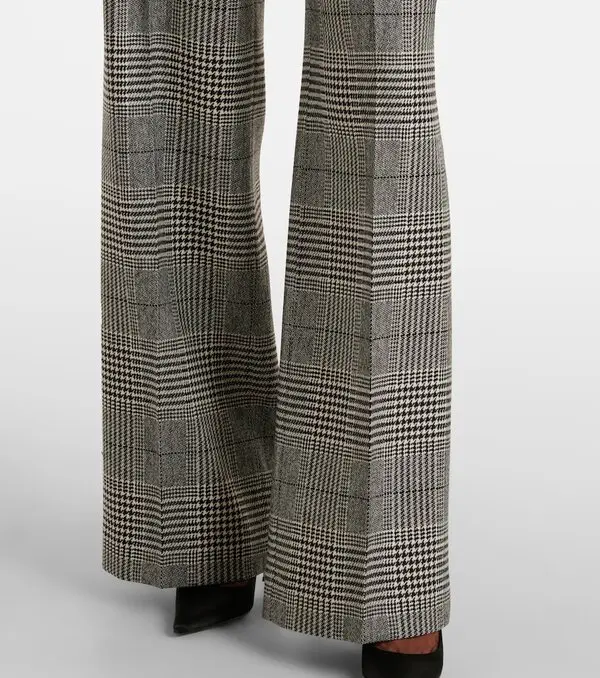 Dolce & Gabbana Prince Of Wales Wool-cashmere Flared Pants - Grey