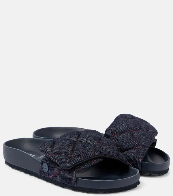BIRKENSTOCK Sylt Quilted Denim Slides - Blue