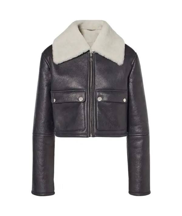 Dolce & Gabbana Shearling-trimmed Cropped Leather Jacket