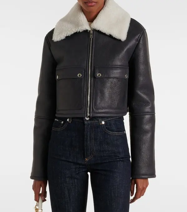 Dolce & Gabbana Shearling-trimmed Cropped Leather Jacket