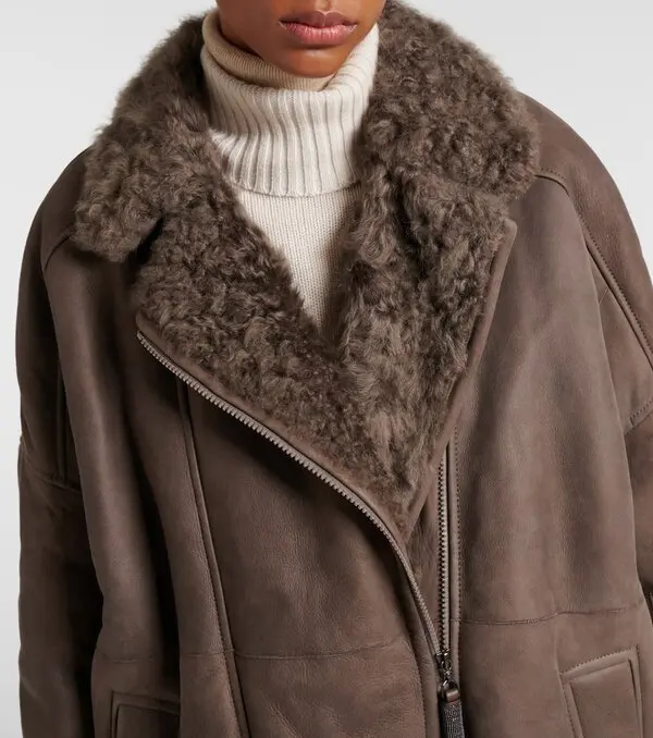 Brunello Cucinelli Shearling-lined Leather Coat
