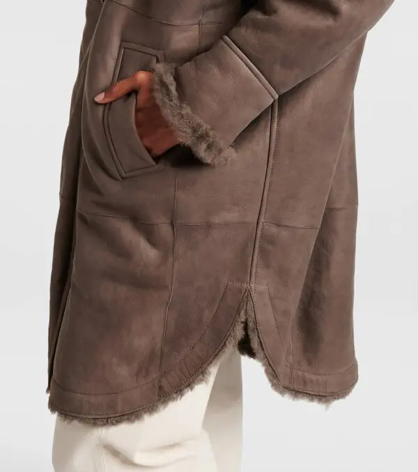 Brunello Cucinelli Shearling-lined Leather Coat