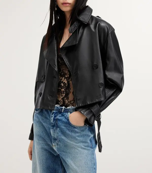 ALLSAINTS Leather Cropped Trench Coat