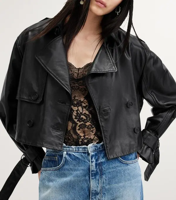 ALLSAINTS Leather Cropped Trench Coat
